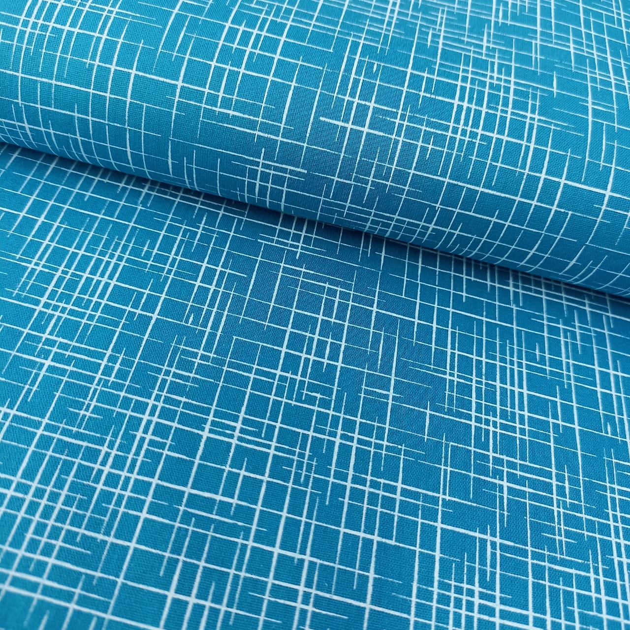 Tricoline Riscados Azul Turquesa - Marantex Tecidos